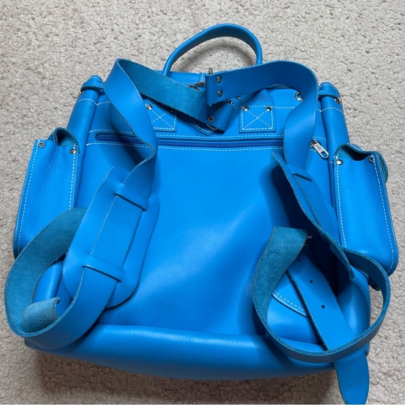 Grafea | Bags | Grafea Blue Leather Backpack | Poshmark